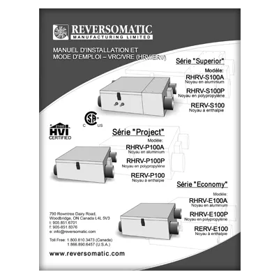 Superior Installation Instruction in French – Reversomatic